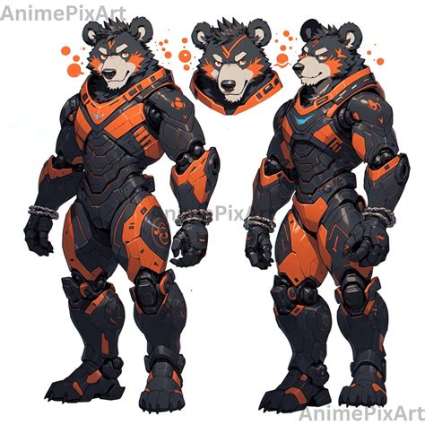 Exclusive 1x Fursona Adopt Dec 17th Fenris Bear Fursona Furry Reference Sheet Adoptable Mech