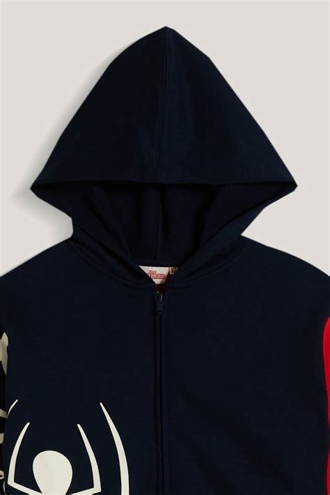 Chompa Con Manga En Contraste Y Capucha Spider Man Deprati Tienda Online