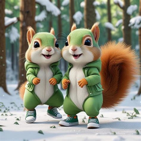 A Pair Of Squirrels Is Jumping Premium Ai Generated Image