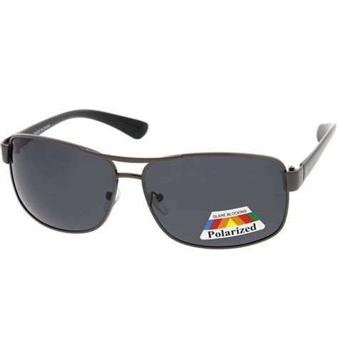 Ultra Light Polarized Rectangular Aviator Sunglasses Model 749 Black