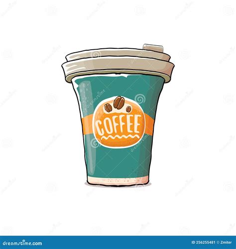 白色背景中突显的卡通咖啡杯 热咖啡色标矢量咖啡纸色杯 咖啡 向量例证 插画 包括有 背包 食物 256255481