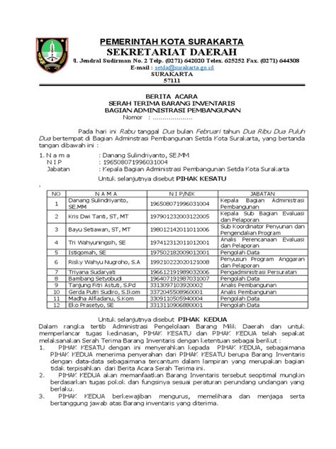 Surat Distribusi Penerima Barang Aset Pdf