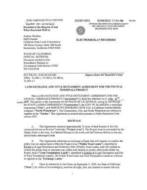 Fillable Online AD 690 Land Exchange And Title Settlement Agreement
