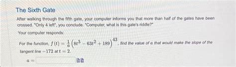 solved the sixth gate after walking through the fifth gate