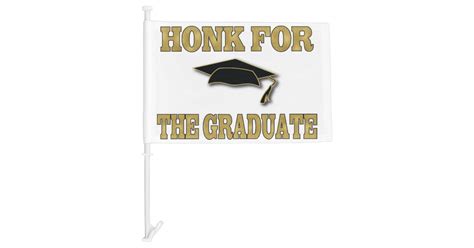 Honk Car Parade Black Gold Graduation Car Flag Zazzle