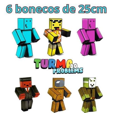 Kit C Bonecos Cm Turma Do Problems Minecraft Youtube Algazarra Boneco Minecraft