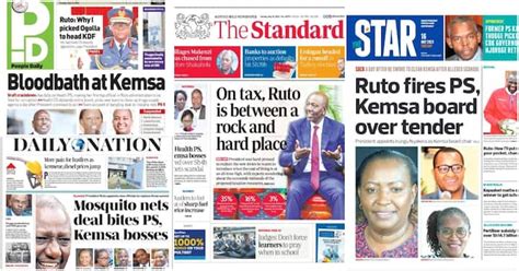 Kenyan Newspapers Review Health Ps Josephine Mburu Becomes First Top Govt Official To Be Axed