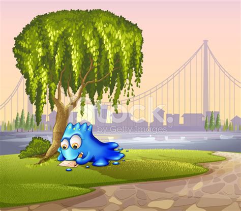 괴물 나무 아래 서 면 스톡 벡터 Freeimages