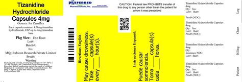 Product Images Tizanidine Hydrochloride Photos Packaging Labels