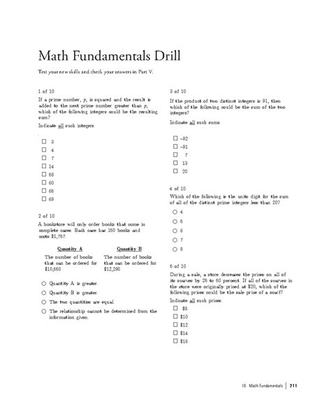 Math Fundamentals Drill 10 Math Fundamentals 2 11 Math Fundamentals Drill Test Your New
