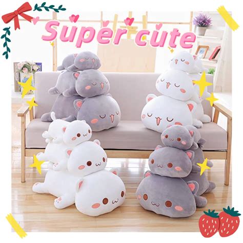 In Stock Cute Cat Pillow Gray Cat White Peach Cat Plush Toys Doll