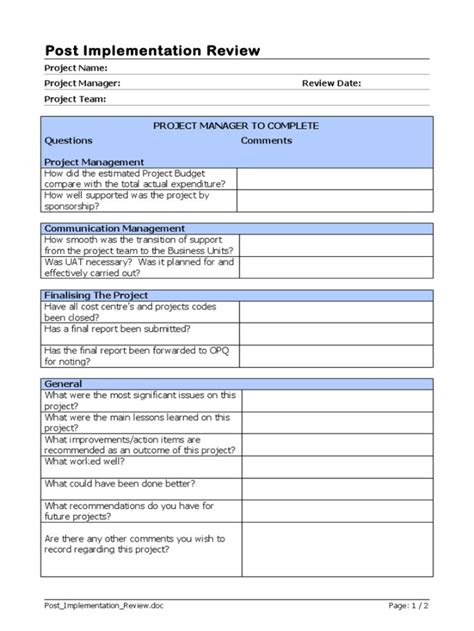 project implementation report template professional sample templates