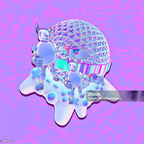 미니멀 한 양식에 일치시키는 콜라주 아트3d 창조적 인 게임 공간에서 재미있는 캐릭터 라마 게이머 컨셉 게이머에 대한 스톡 사진