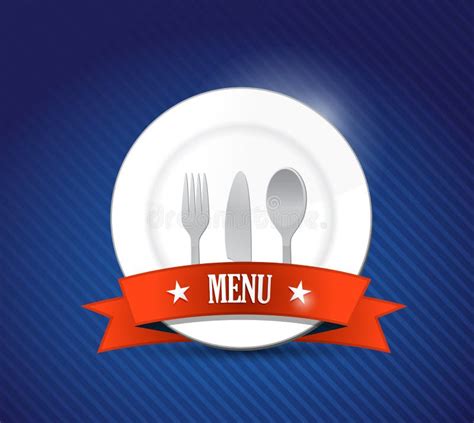 Menu Restaurant With Plate Illustration Design Stock Illustration