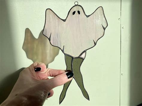 Sexy Stained Glass Ghost Suncatcher Handmade Iridescent Etsy