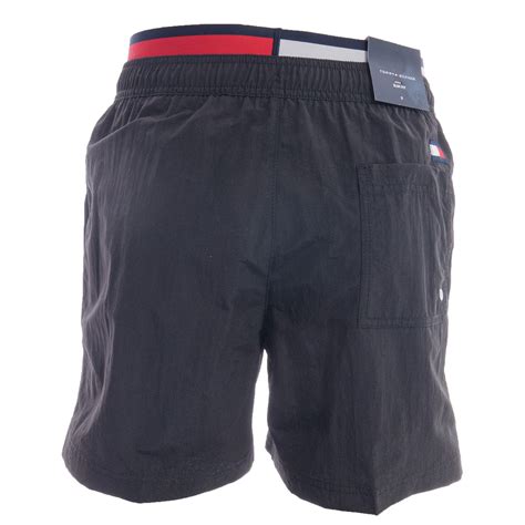 Mid Length Swim Shorts With Belt Logo Tommy Hilfiger Black Swim