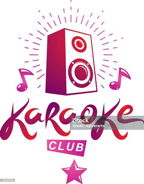 가라오케 클럽 벡터 상징 만든 가라오케 클럽 전단지 커버 디자인에 대 한 요소를 디자인 음악 노트와 서브우퍼 디스코 텍 앰프를 사용 하 여 나이트클럽에 대한 스톡 벡터 아트