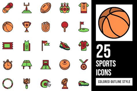 Premium Vector Set Of Sport Icon Colored Outline Style