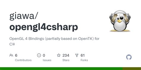 GitHub Giawa Opengl4csharp OpenGL 4 Bindings Partially Based On