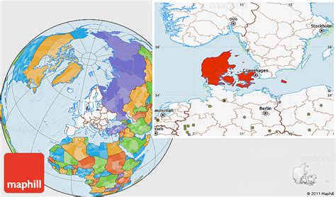 Political Location Map Of Denmark Highlighted Continent