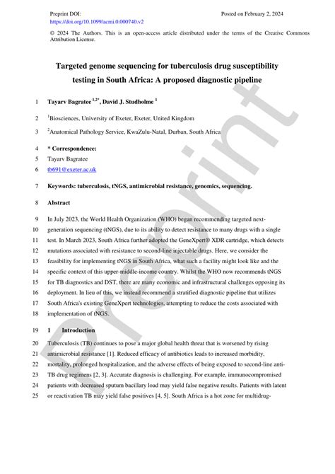 Pdf Targeted Genome Sequencing For Tuberculosis Drug Susceptibility