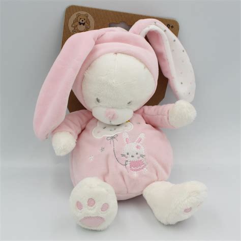 Doudou Lapin Ours Rose Blanc Nuage MAX ET SAX