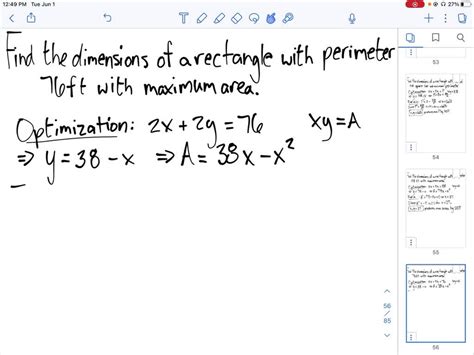 Solvedfind The Dimensions Of A Rectangle With A Perimeter Of 76 Feet