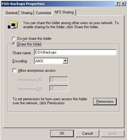 Mike Trello S Blog Setting Up An NFS Share To Receive ESXi VM Backups