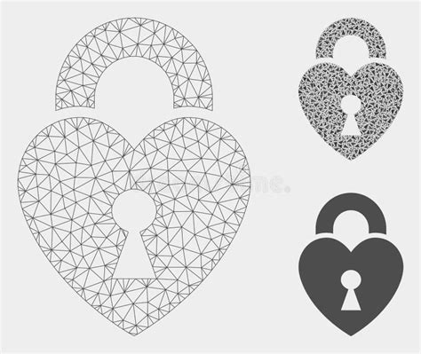 Heart Lock Vector Mesh Network Model And Triangle Mosaic Icon Stock Vector Illustration Of