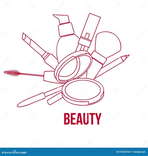 Beauty Make Up Tools Set Contour Vector Illustration Stock Vector