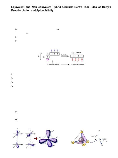 Equivalent And Non Equivalent Hybrid Orbitals Pdf Chemical Bond Atoms