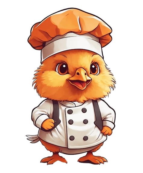 Premium Photo Graphic Of Cute Chicken Chef In White Apron