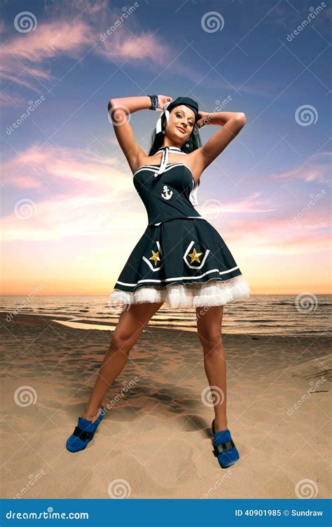 Beautiful Girl In A Sailor Stock Image Image Of American 40901985