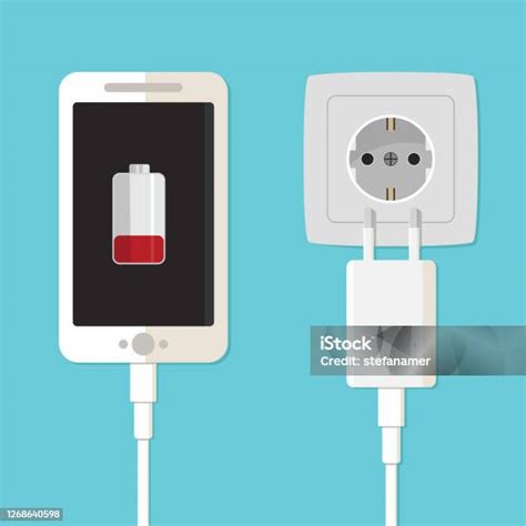스마트폰 충전기 어댑터 및 전기 소켓 배터리 부족 알림 평면 디자인 일러스트 벡터 Usb 케이블에 대한 스톡 벡터 아트 및 기타 이미지 Usb 케이블 그래픽 사용자