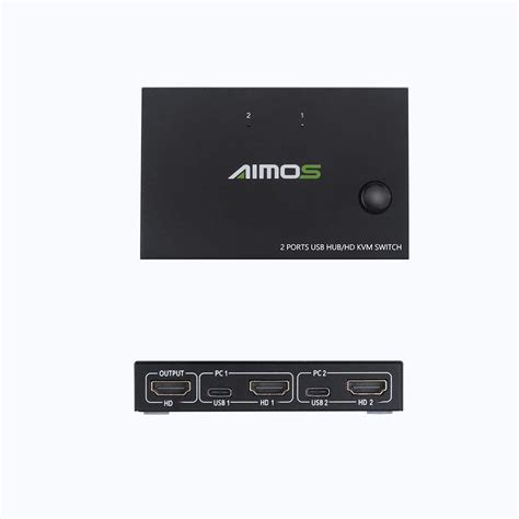 AIMOS Port HD KVM Switch Switcher K K Hz Video Display USB Hub Splitter Keyboard Mouse USB