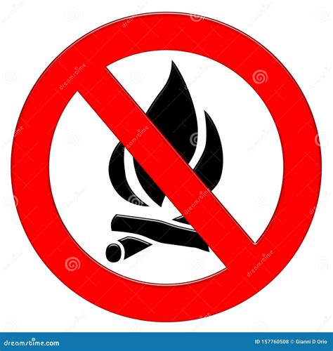 Fire Prohibition Sign No Match Open Flame Symbol Isolated On White