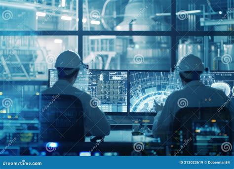 Engineers Monitoring Advanced Technology Systems In An Industrial