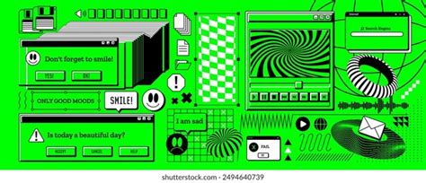rave y2k computer window page acid stock vector royalty free