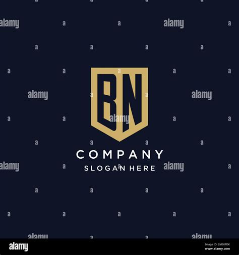 Bn Monogram Initials Logo Design With Shield Icon Template Stock Vector Image And Art Alamy