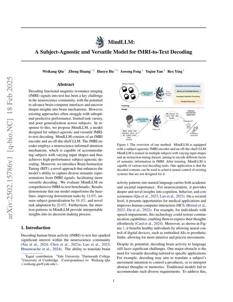 Pdf Mindllm A Subject Agnostic And Versatile Model For Fmri To Text Decoding