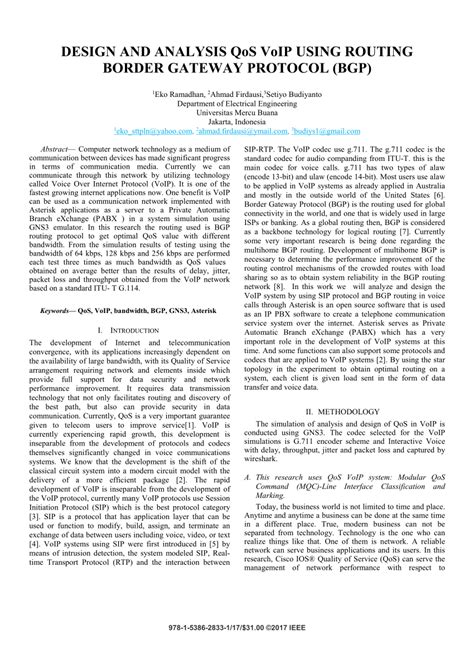 Pdf Design And Analysis Qos Voip Using Routing Border Gateway Protocol Bgp