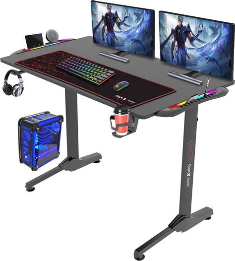 Dripex Schreibtisch Gaming Tisch Mit Led Ergonomischer Computertisch