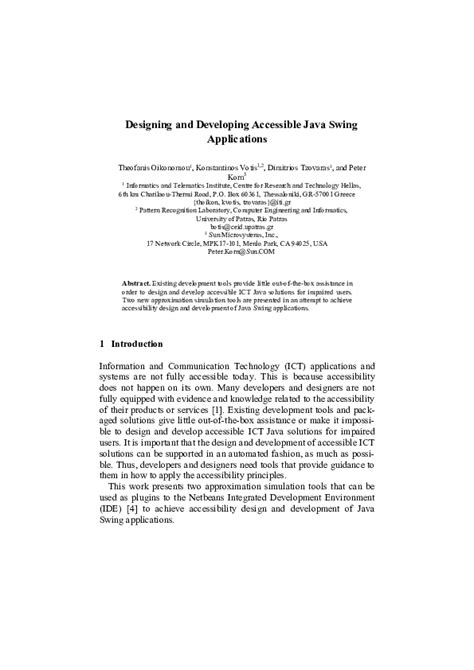 Pdf Designing And Developing Accessible Java Swing Applications
