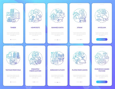 Set Of Mobile App Onboarding Screens Featuring Blue Gradient Biobased