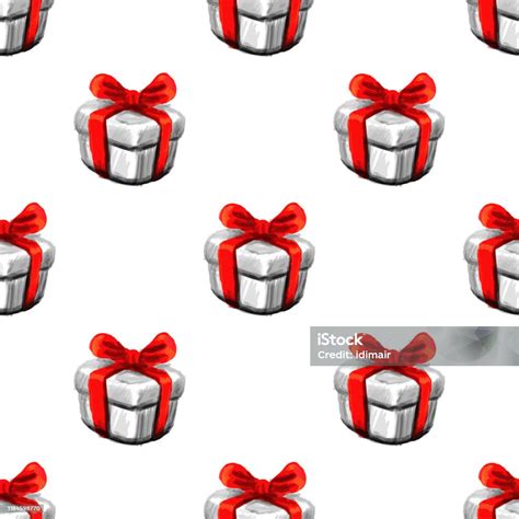 Kotak Hadiah Yang Digambar Tangan Kotak Natal Sketsa Pola Mulus Vektor