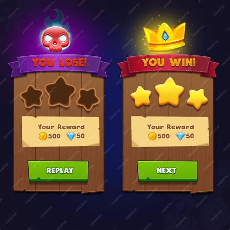 Premium Psd Game Ui Psd Game Ui Art Game Ui Win And Lose 2d Ui
