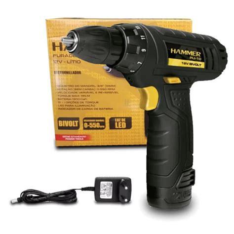 Furadeira Parafusadeira v Lítio C kit Bivolt Pli Hammer Pronta Entrega Brasil Barato