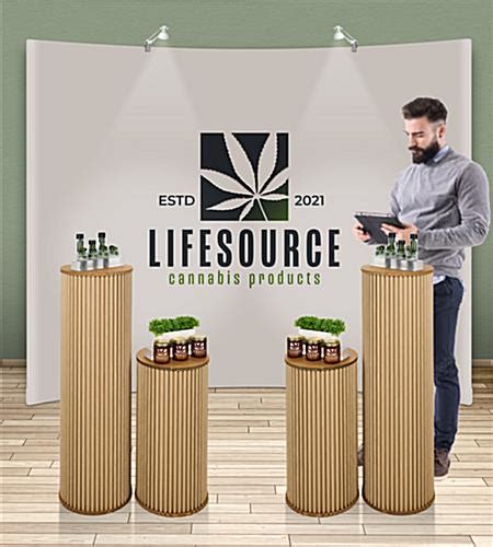 Round Accordion Display Pedestals Set Of 2 Recyclable Cardboard