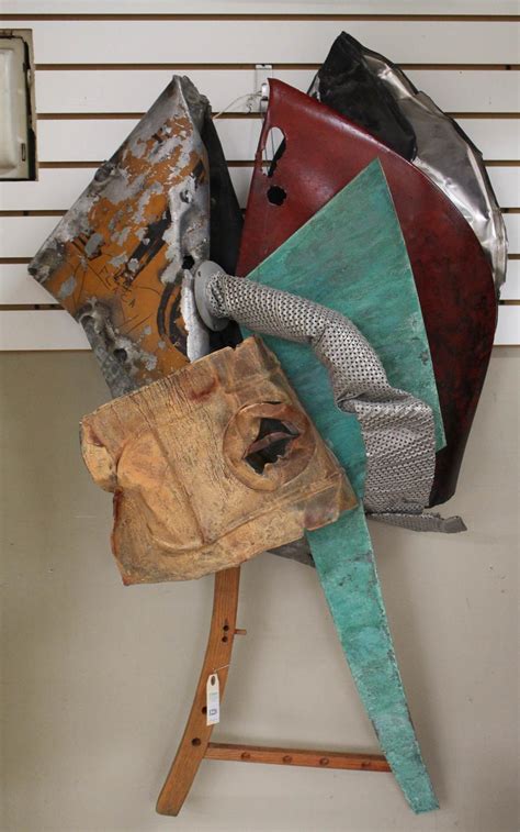 Lot Wood And Painted Metal Assemblage Sculpture Unsig
