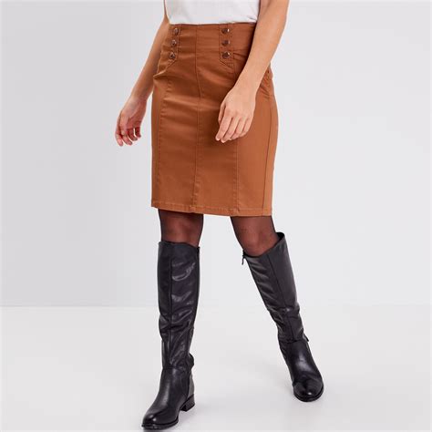 Jupe Droite Marron Femme Bréal